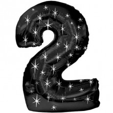 43" Large Number Foil Balloon Black Sparkle | Deity House