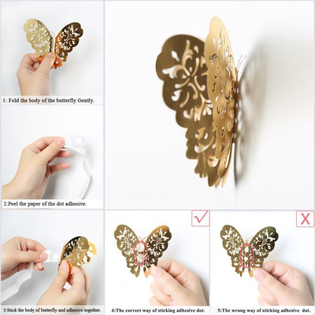 3D Butterfly Sticker - Silver