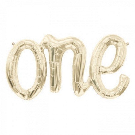 'ONE' 30" White Gold Script Shape